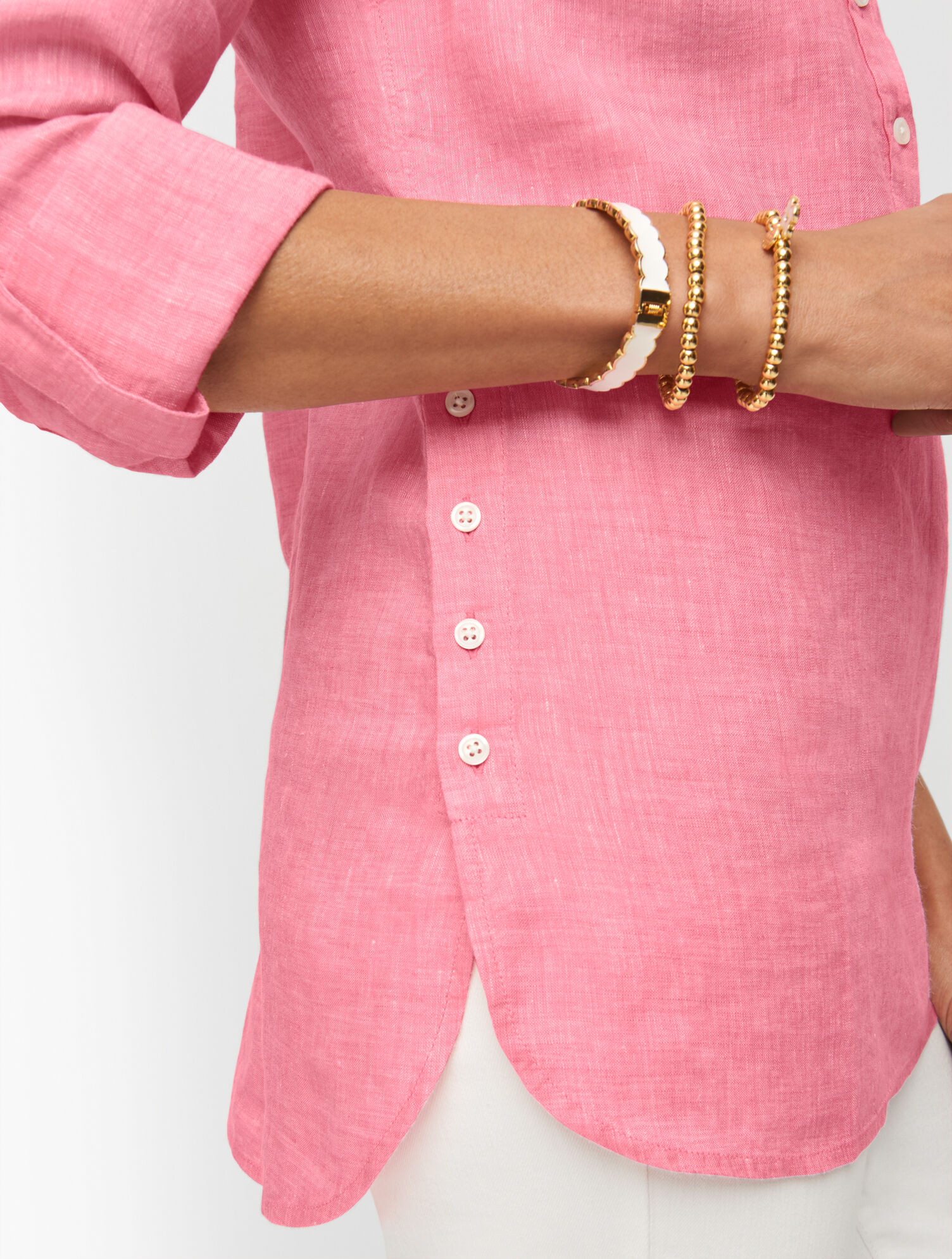 Button Detail Linen Tunic - Cross Dye | Talbots