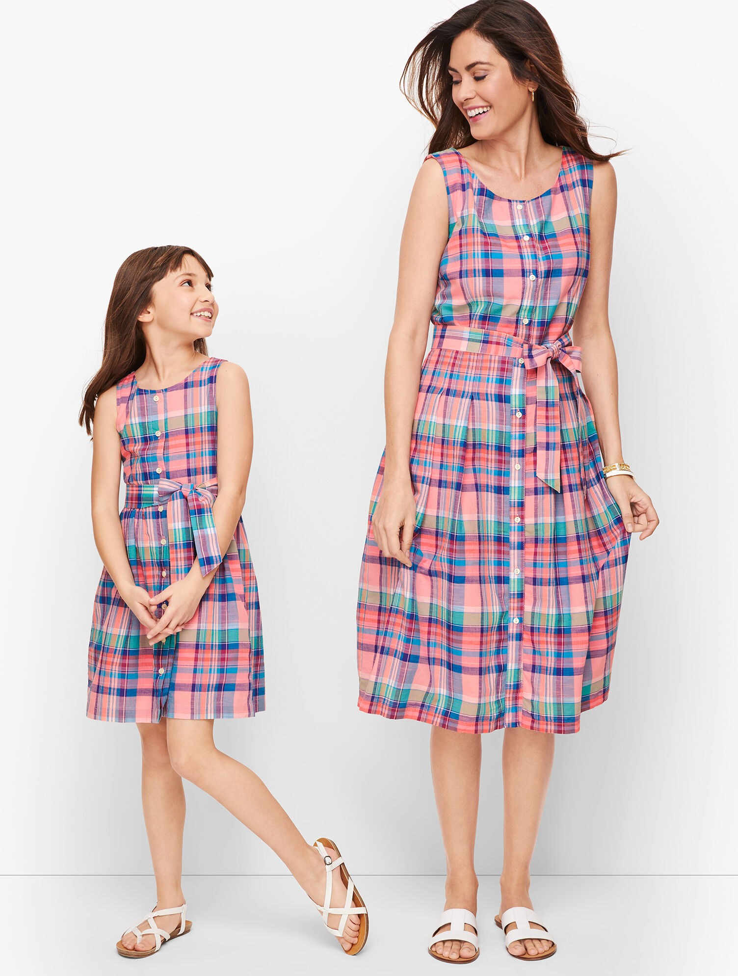 Madras Button Front Shirtdress | Talbots