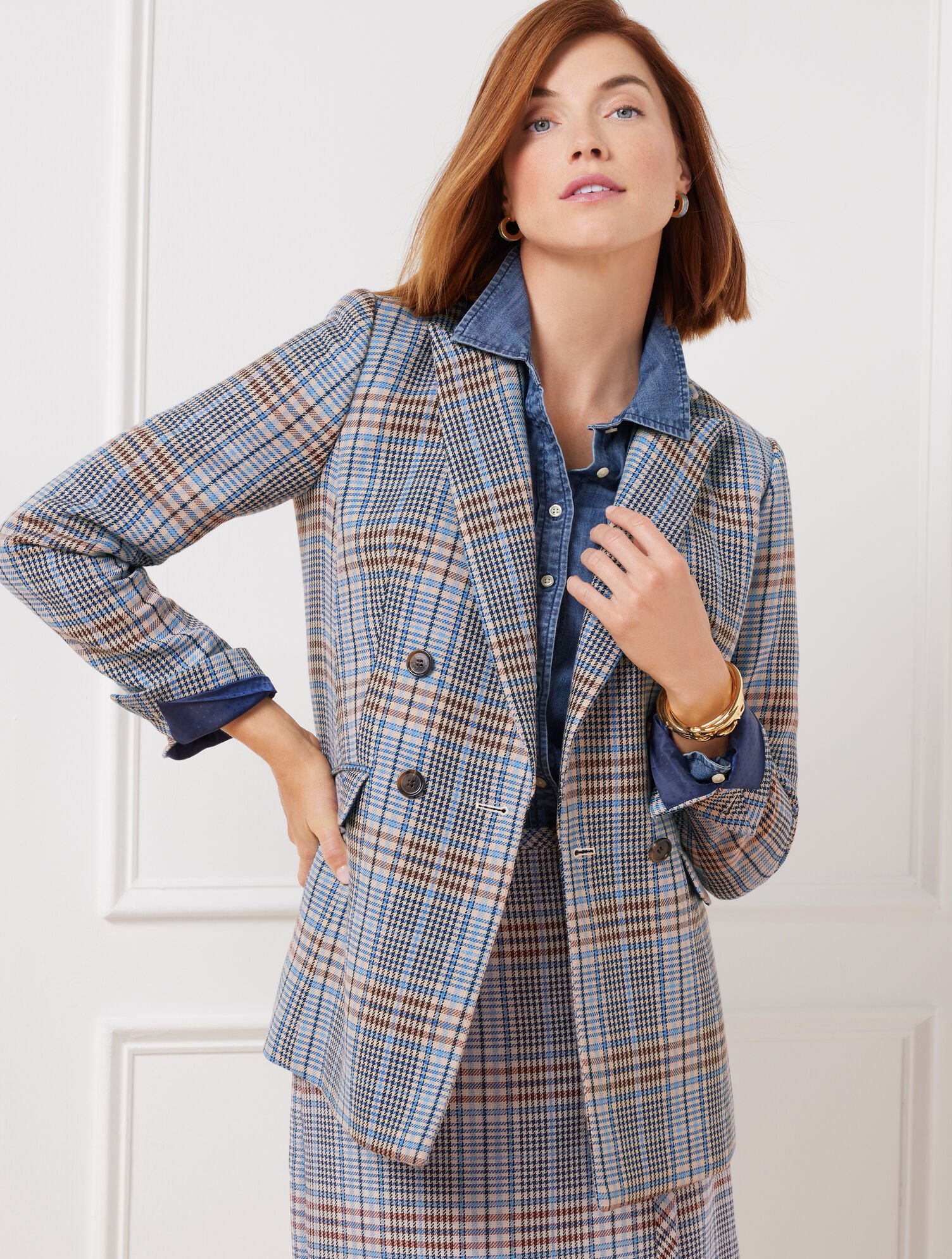 Double Breasted Blazer - Windy Plaid | Talbots