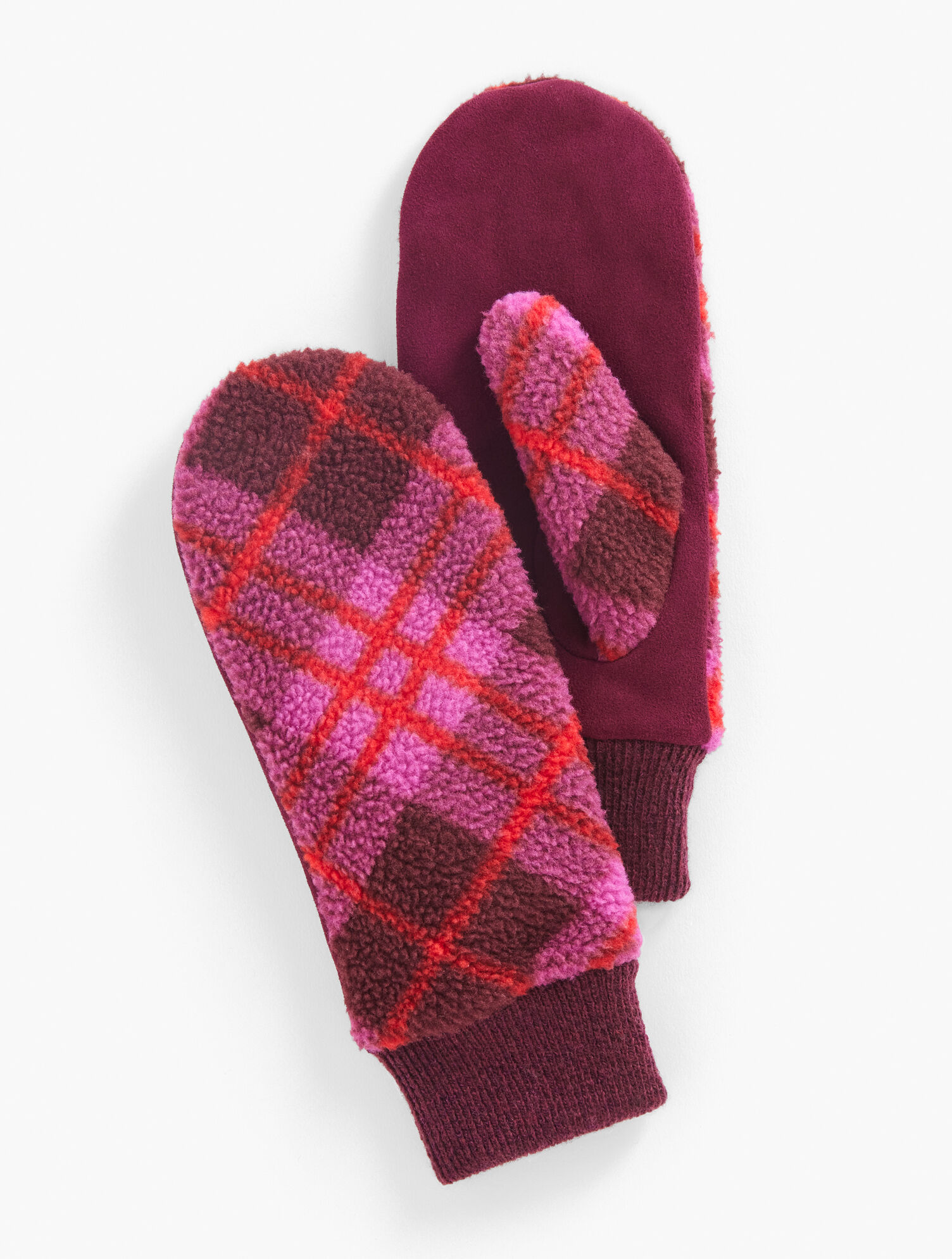 Sherpa Mittens - Chilly Plaid | Talbots
