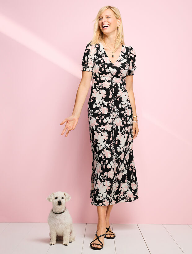 Crepe Midi Dress - Silhouette Roses | Talbots