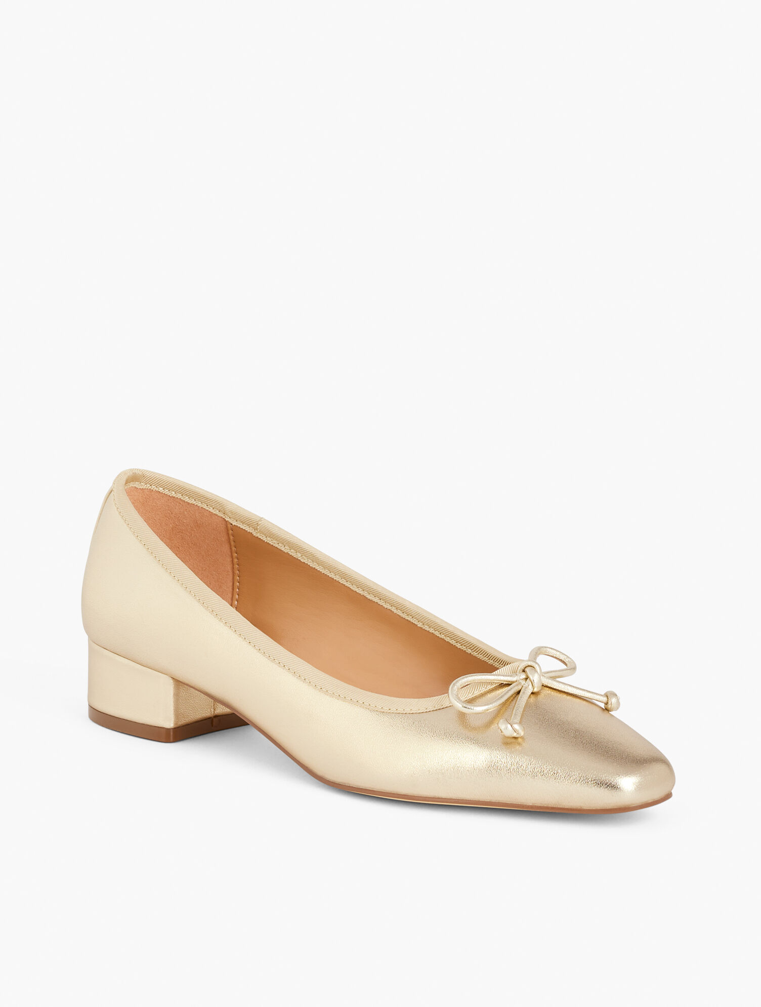 Vanessa Metallic Leather Block Heel Pumps | Talbots