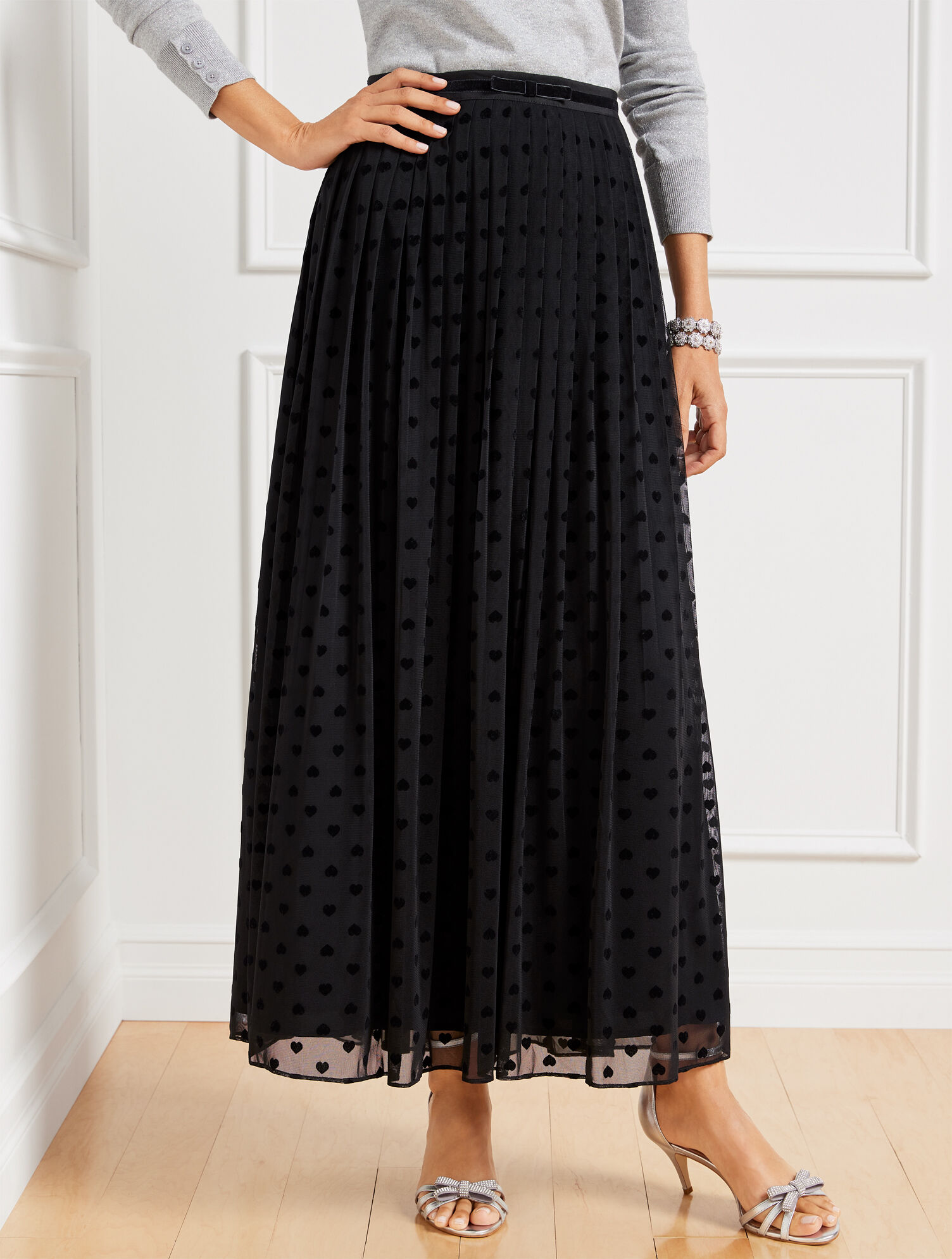 Flocked Hearts Mesh Maxi Skirt | Talbots