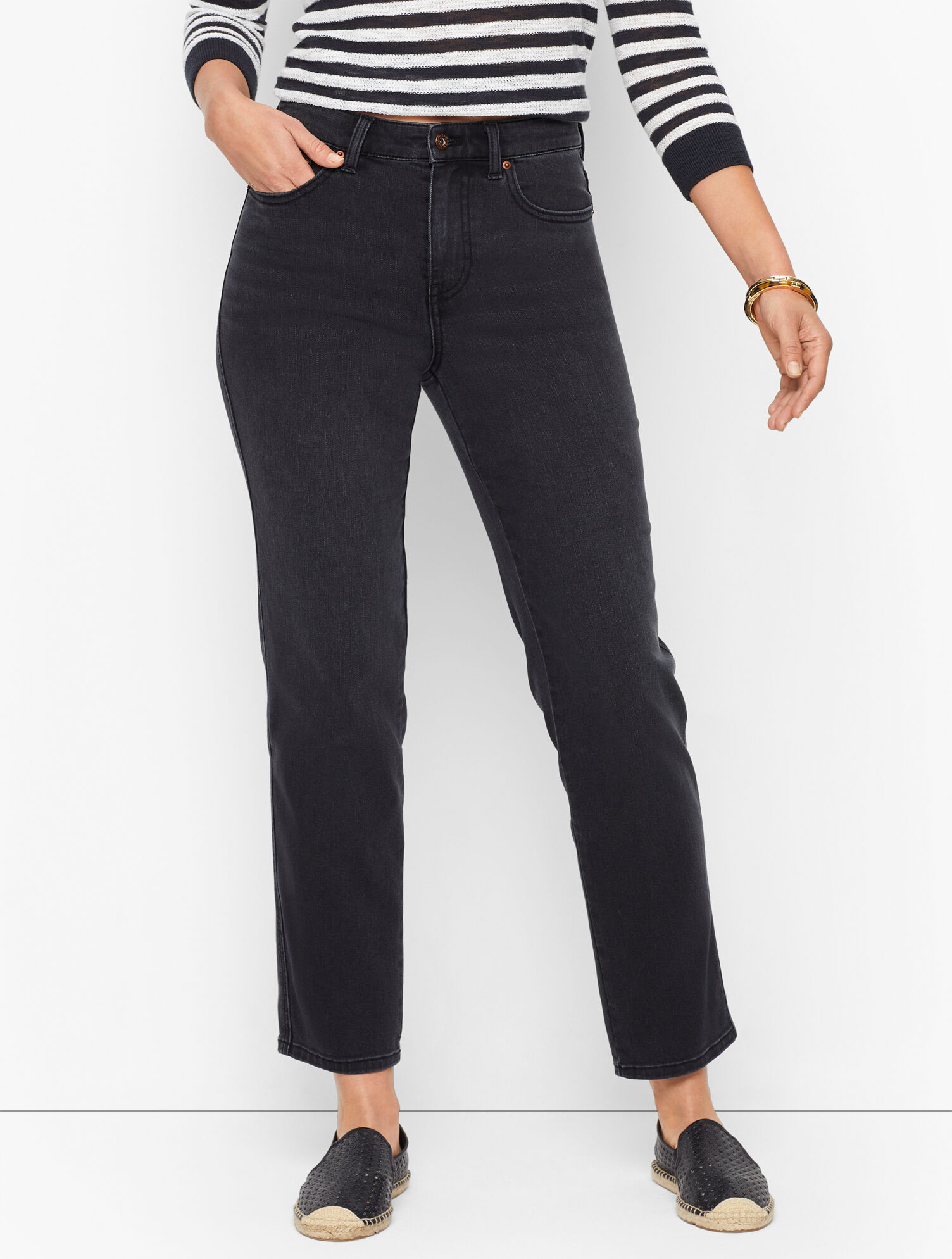 High Waist Straight Ankle Jeans - Raven Wash | Talbots