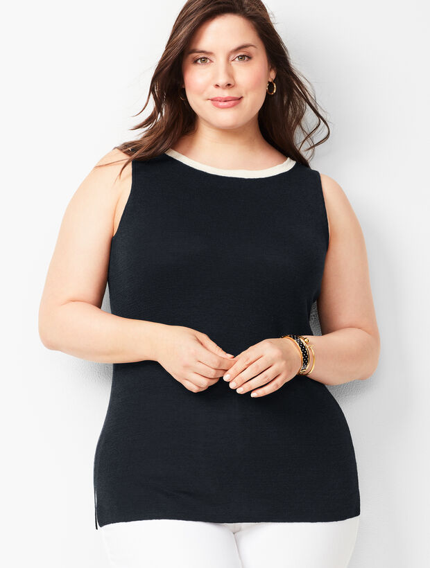 Plus-Size Tipped Linen Shell | Talbots