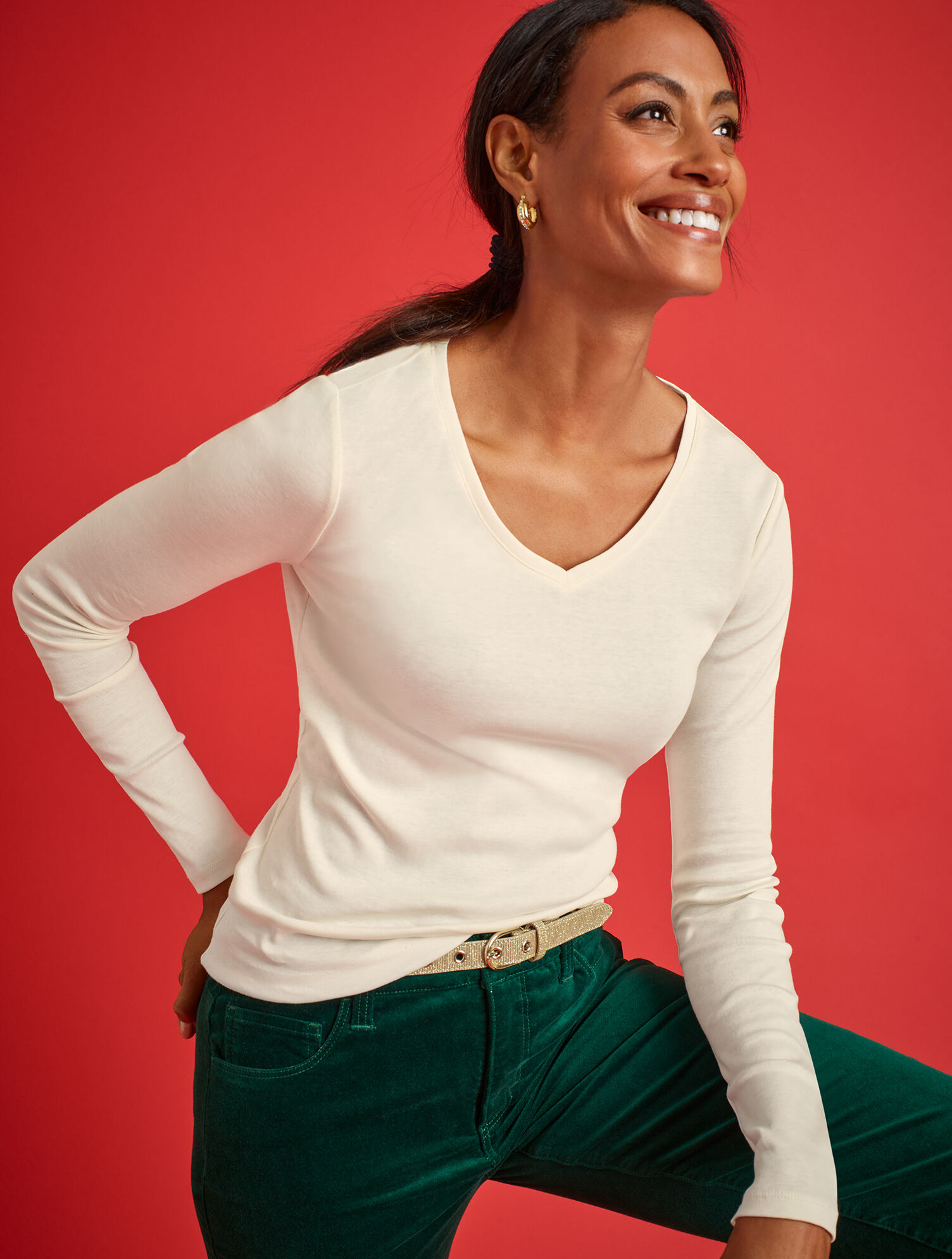 Pima V-Neck Tee | Talbots