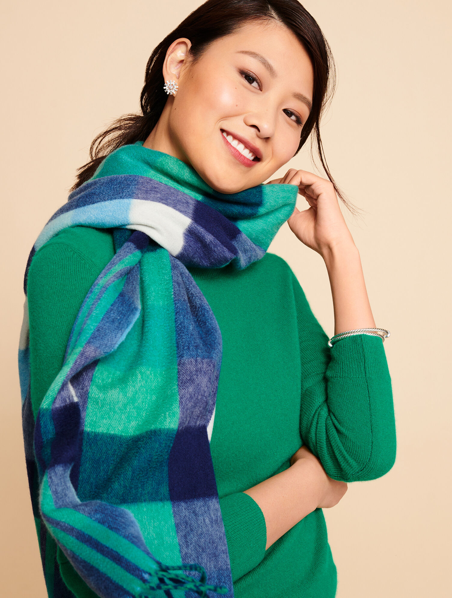 Cashmere Cozy Plaid Wrap Scarf | Talbots