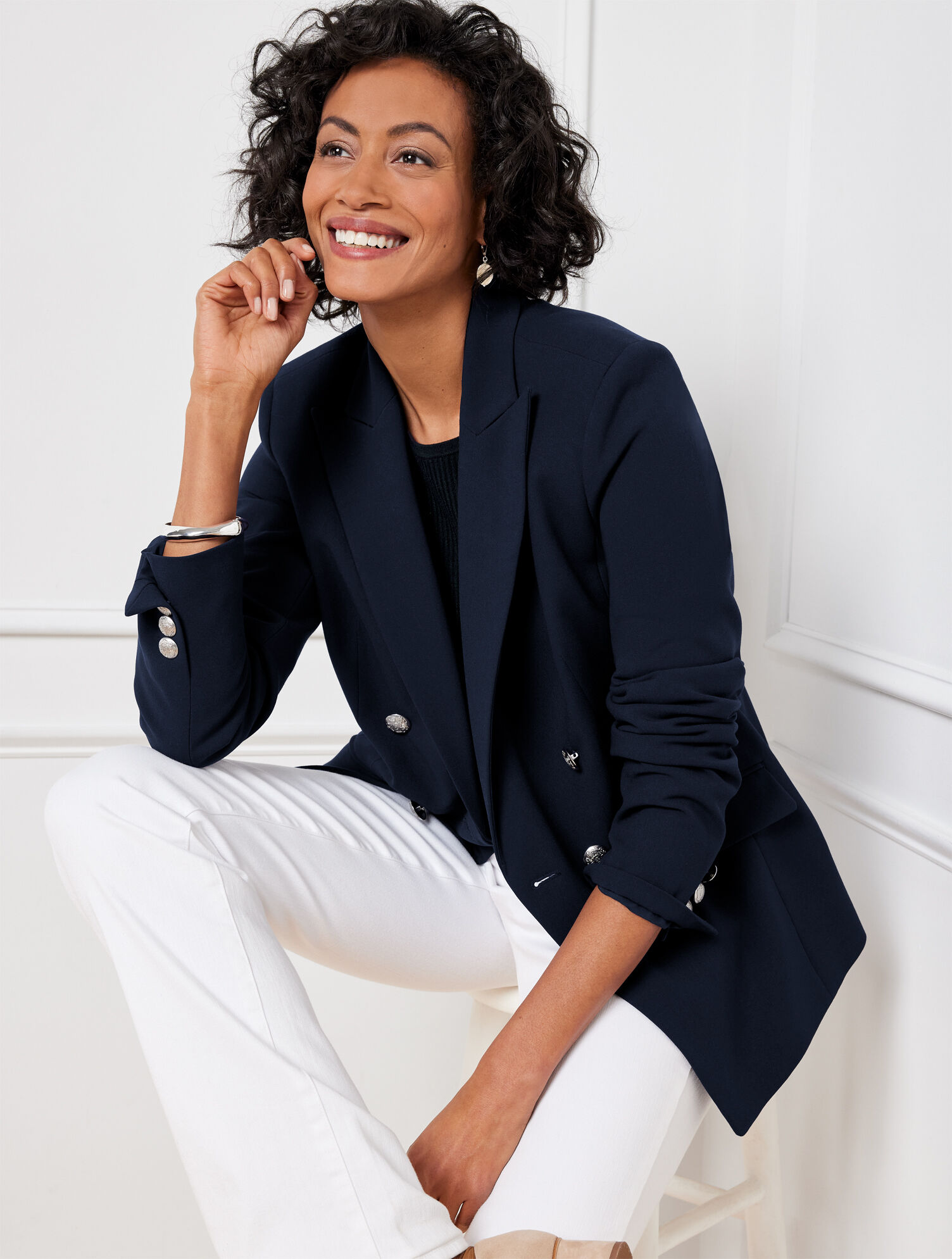 Tailored Stretch Double Breasted Blazer | Talbots