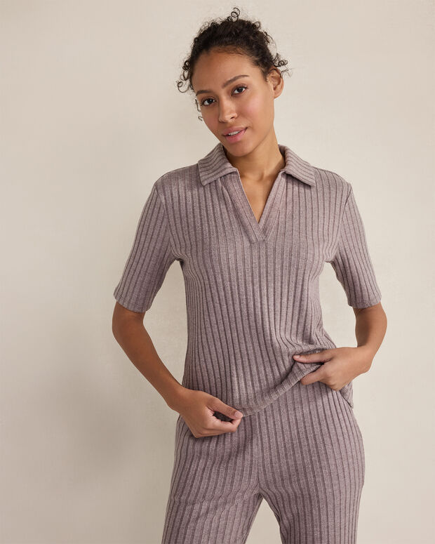 Wide Rib Knit Johnny Collar Top | Haven Well Within