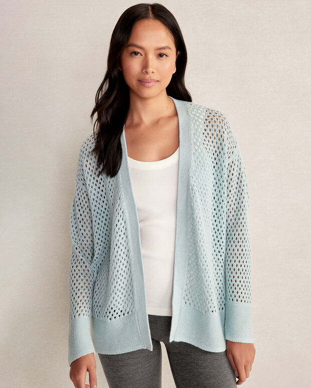 Organic Cotton Linen Open Stitch Cardigan | Talbots