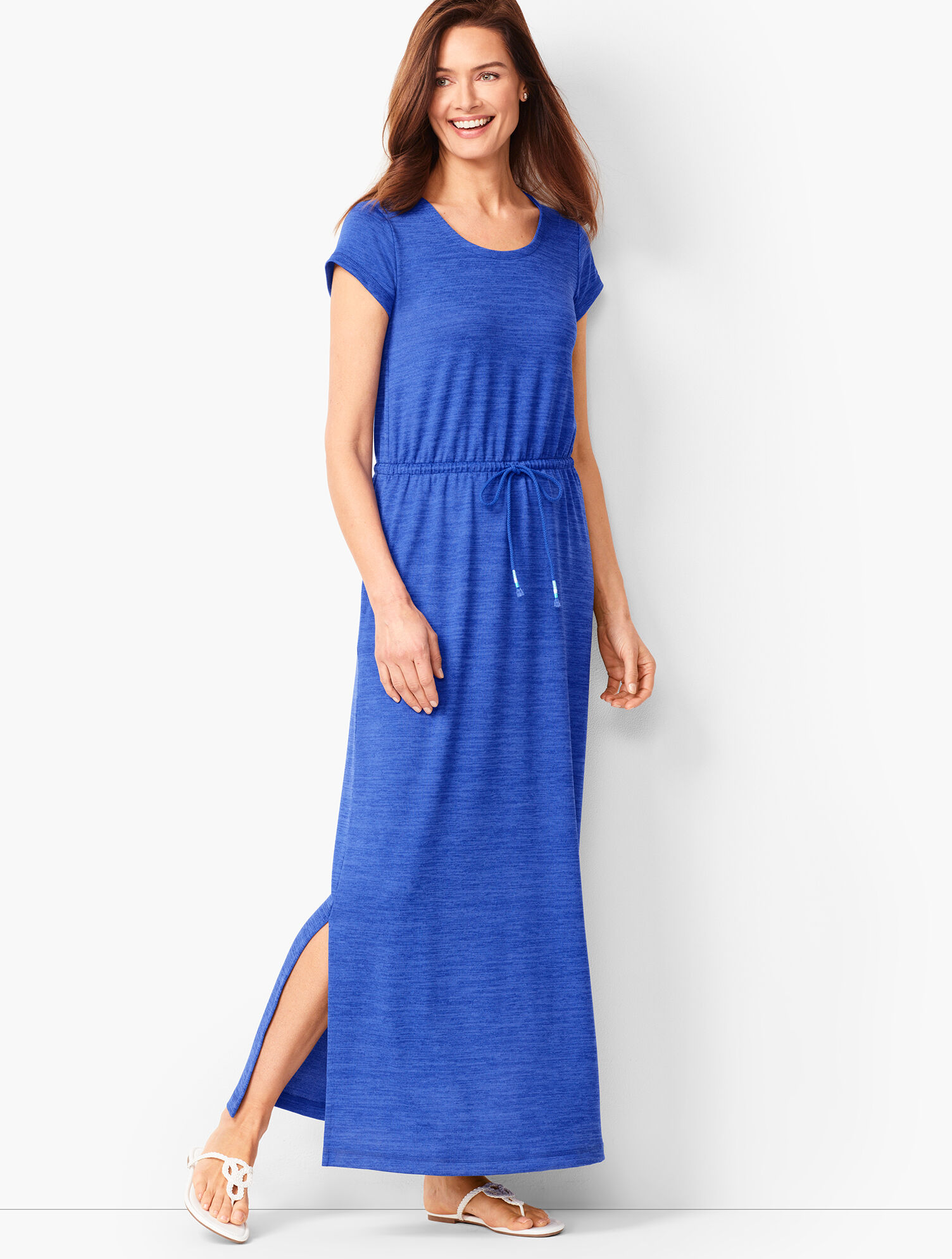 blue drawstring dress