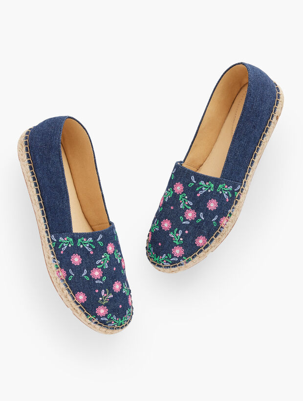 Izzy Embroidered Denim Espadrilles | Talbots