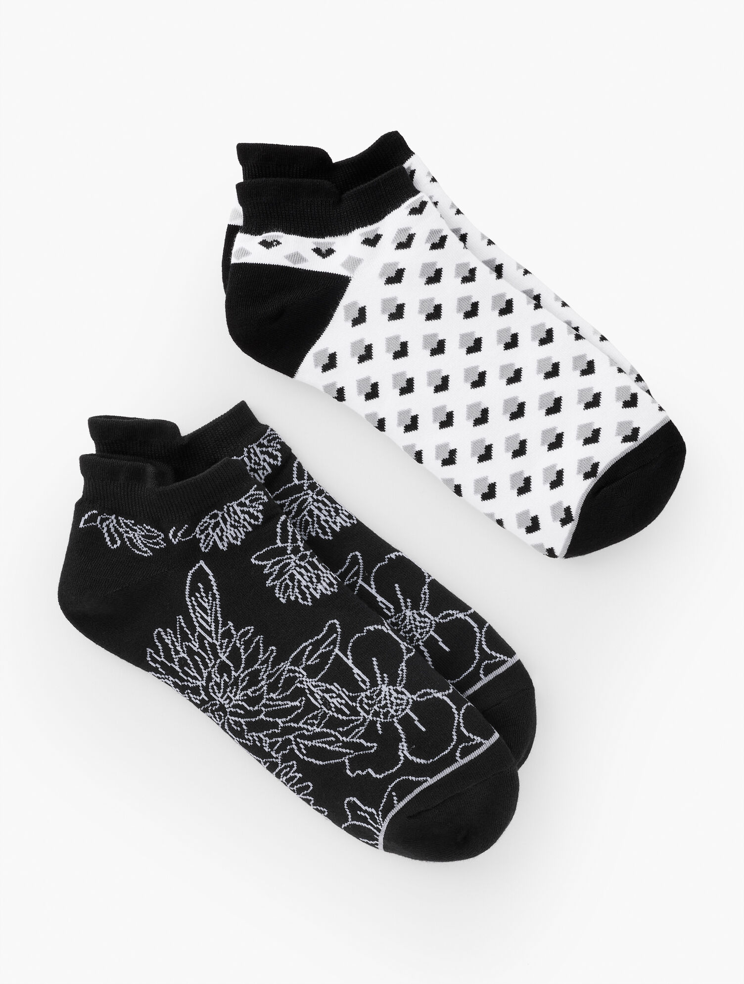T By Talbots Outline Floral 2-Pack Ankle Socks | Talbots