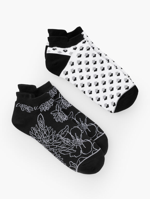 T By Talbots Outline Floral 2-Pack Ankle Socks | Talbots