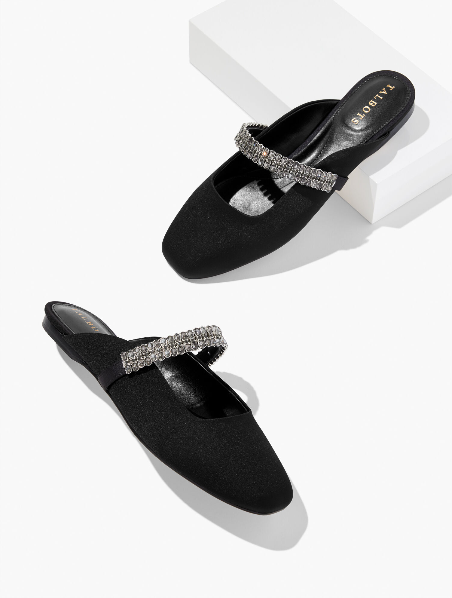 Sloane Embellished Satin Mules | Talbots