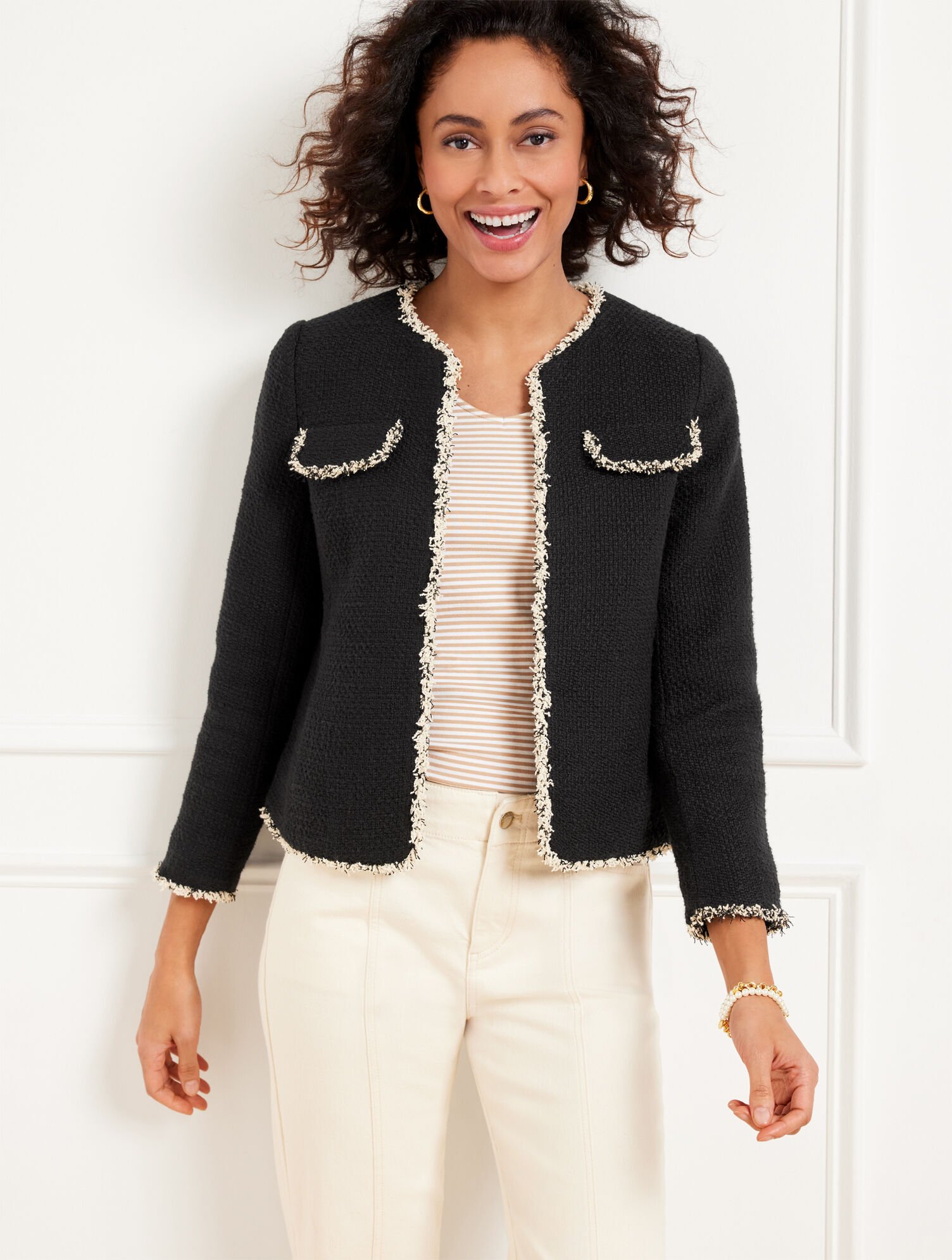 Amherst Tweed Fringe Jacket | Talbots