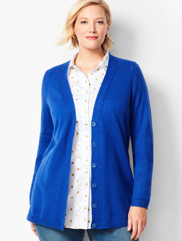 Plus Size Boyfriend Pointelle Cardigan | Talbots