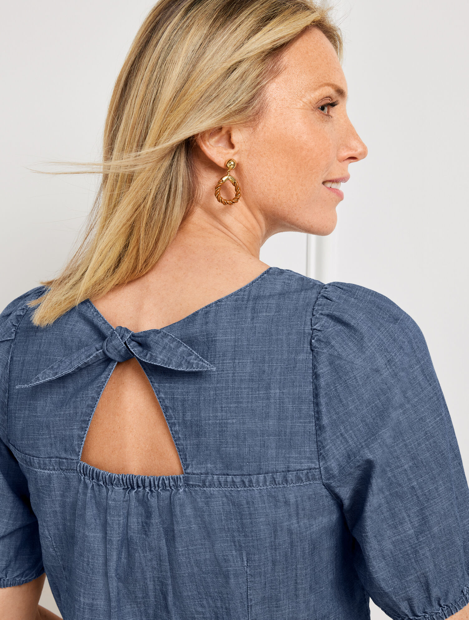 Tie Back Top - Denim | Talbots
