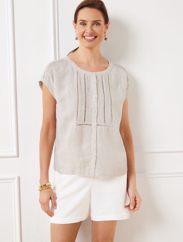 Pintuck Linen Top | Talbots
