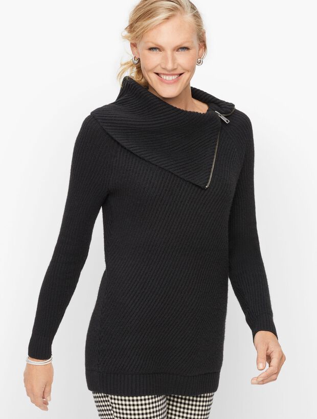 Split Neck Cotton Blend Sweater | Talbots