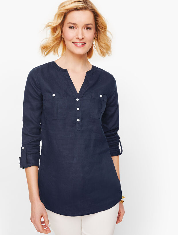 Linen Pintuck Popover | Talbots