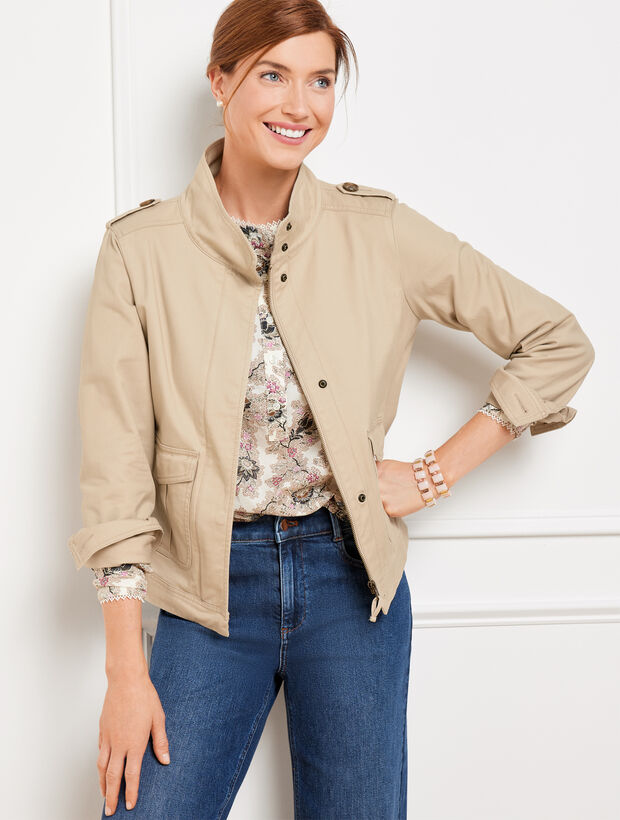 Casual Twill Crop Jacket | Talbots