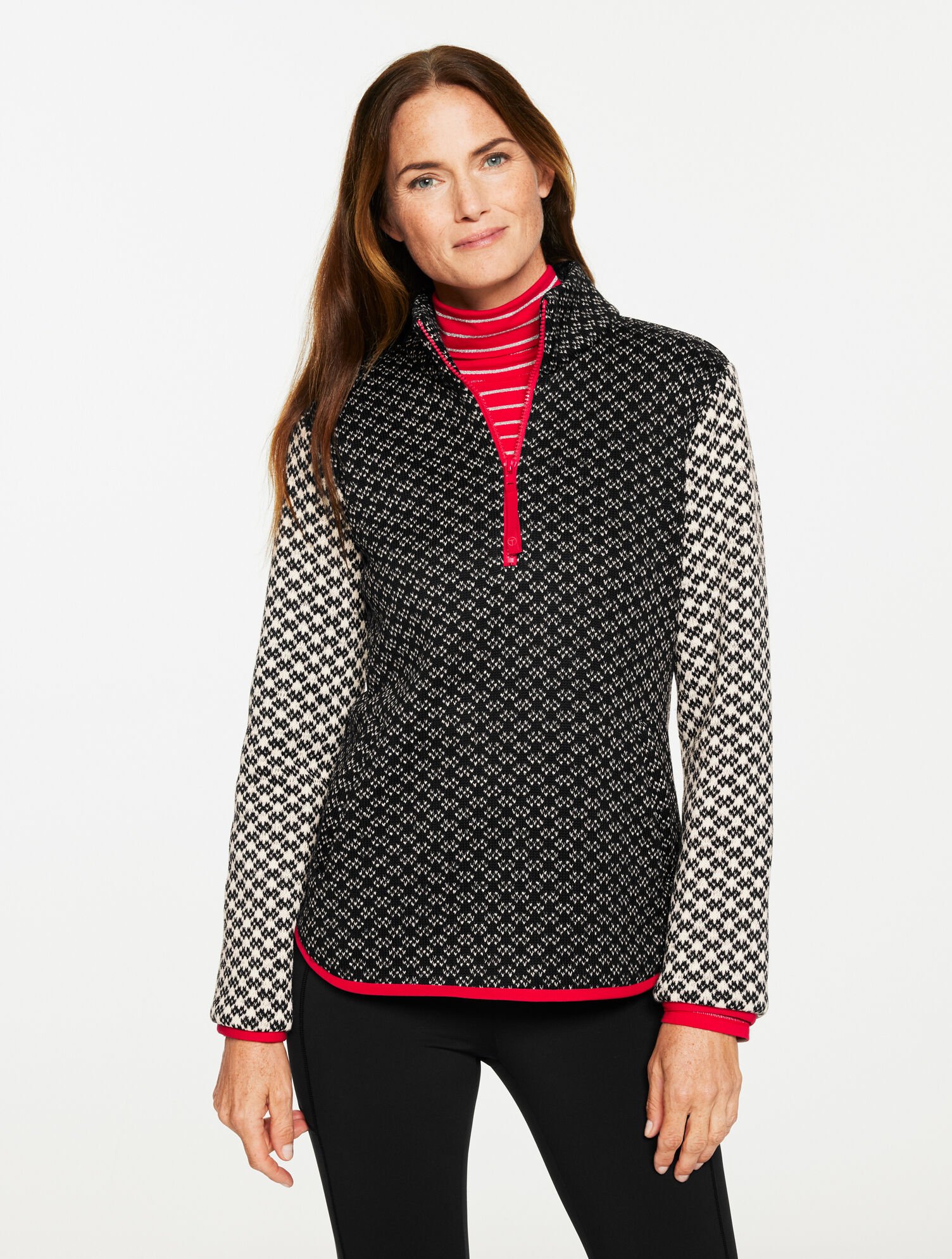 Fleeceback Half-Zip Pullover - Bicolor Bird’s-Eye | Talbots