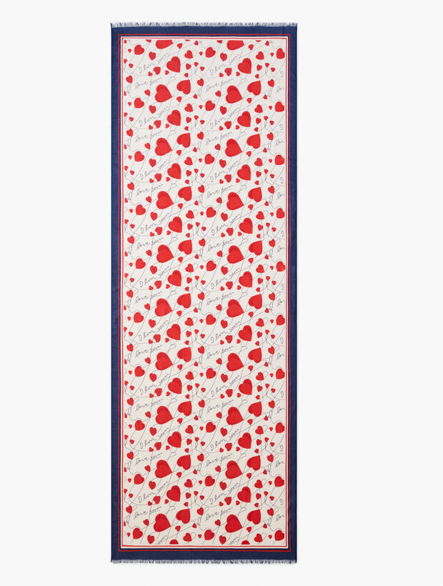 Multi-Hearts Oblong Scarf | Talbots