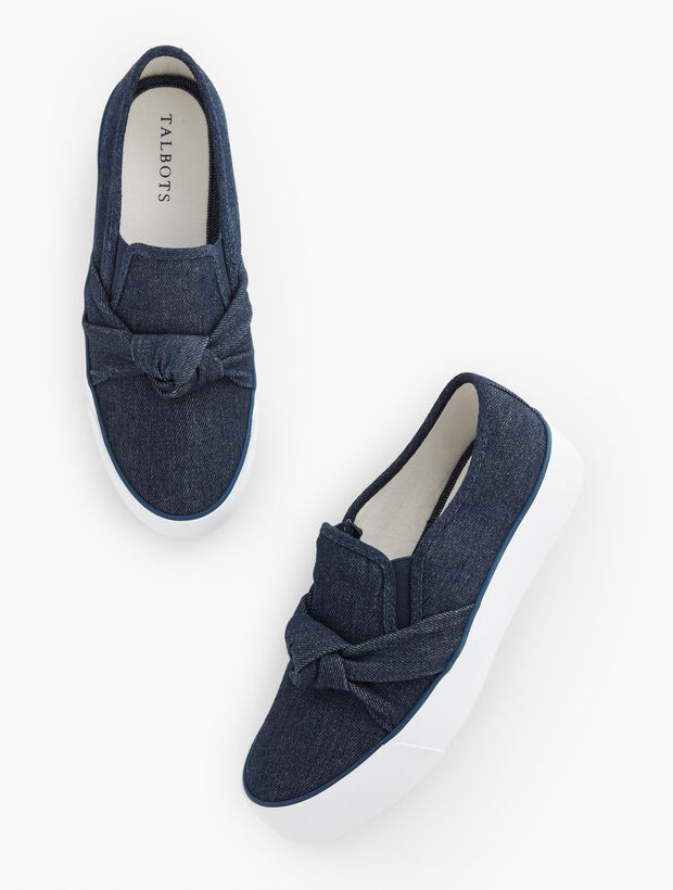 Jaden Knot Denim Platform Sneakers | Talbots
