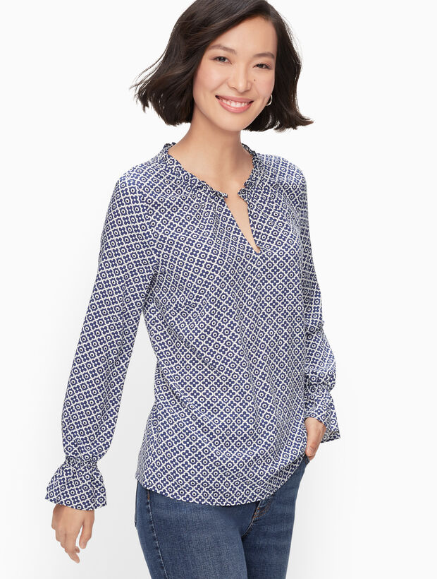 Feminine Geo Floral Blouse | Talbots