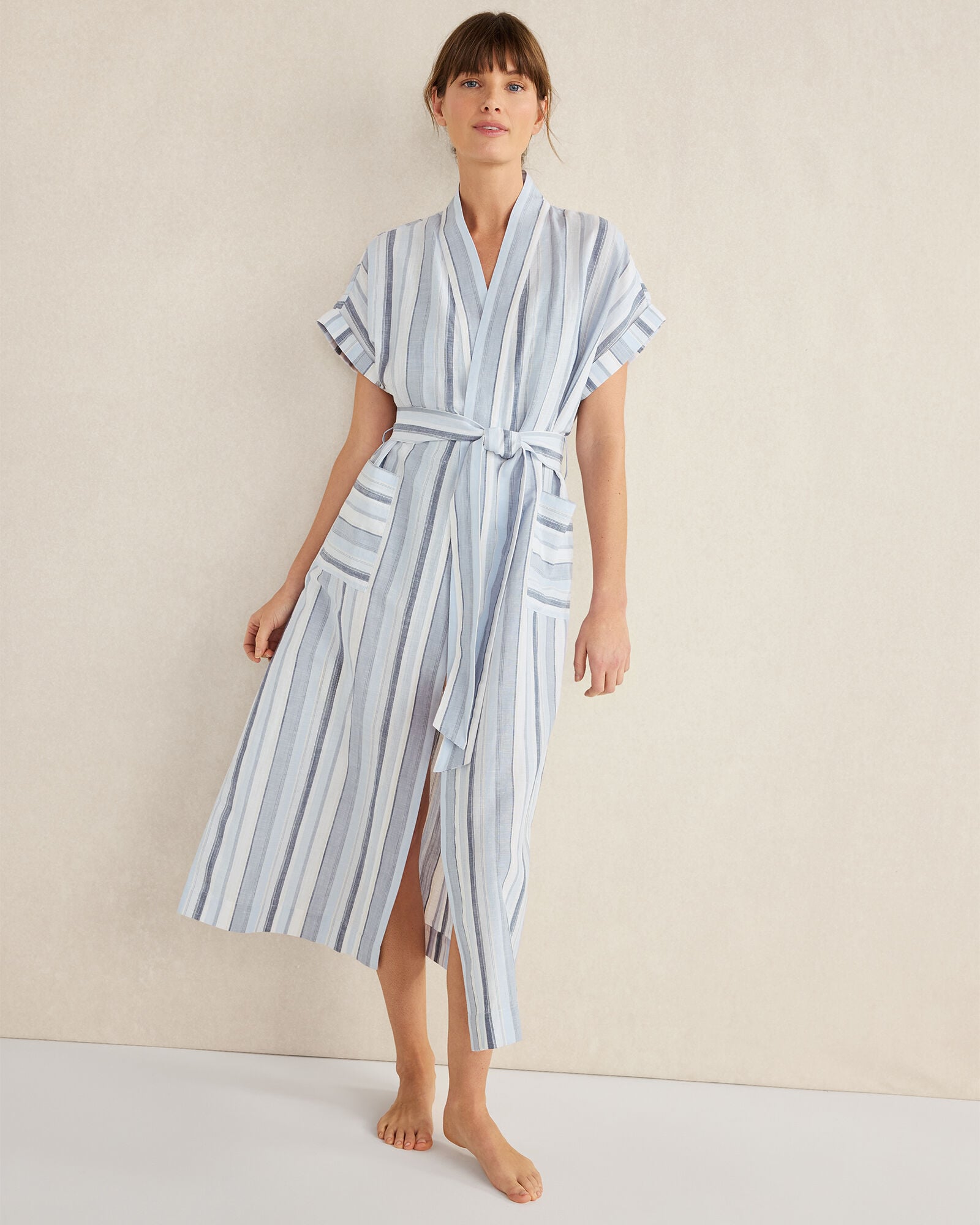 Organic Cotton Linen Coastal Stripe Robe | Haven Well Within