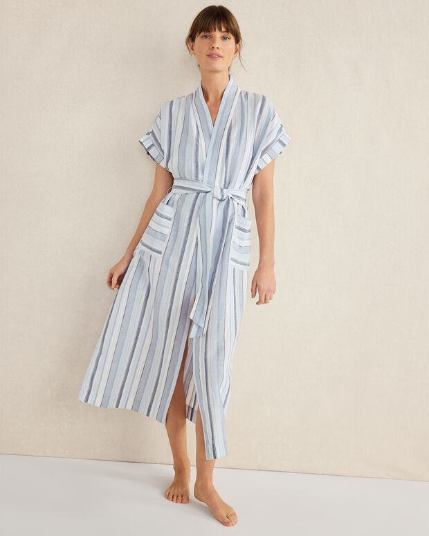 Organic Cotton Linen Coastal Stripe Robe | Haven Well Within