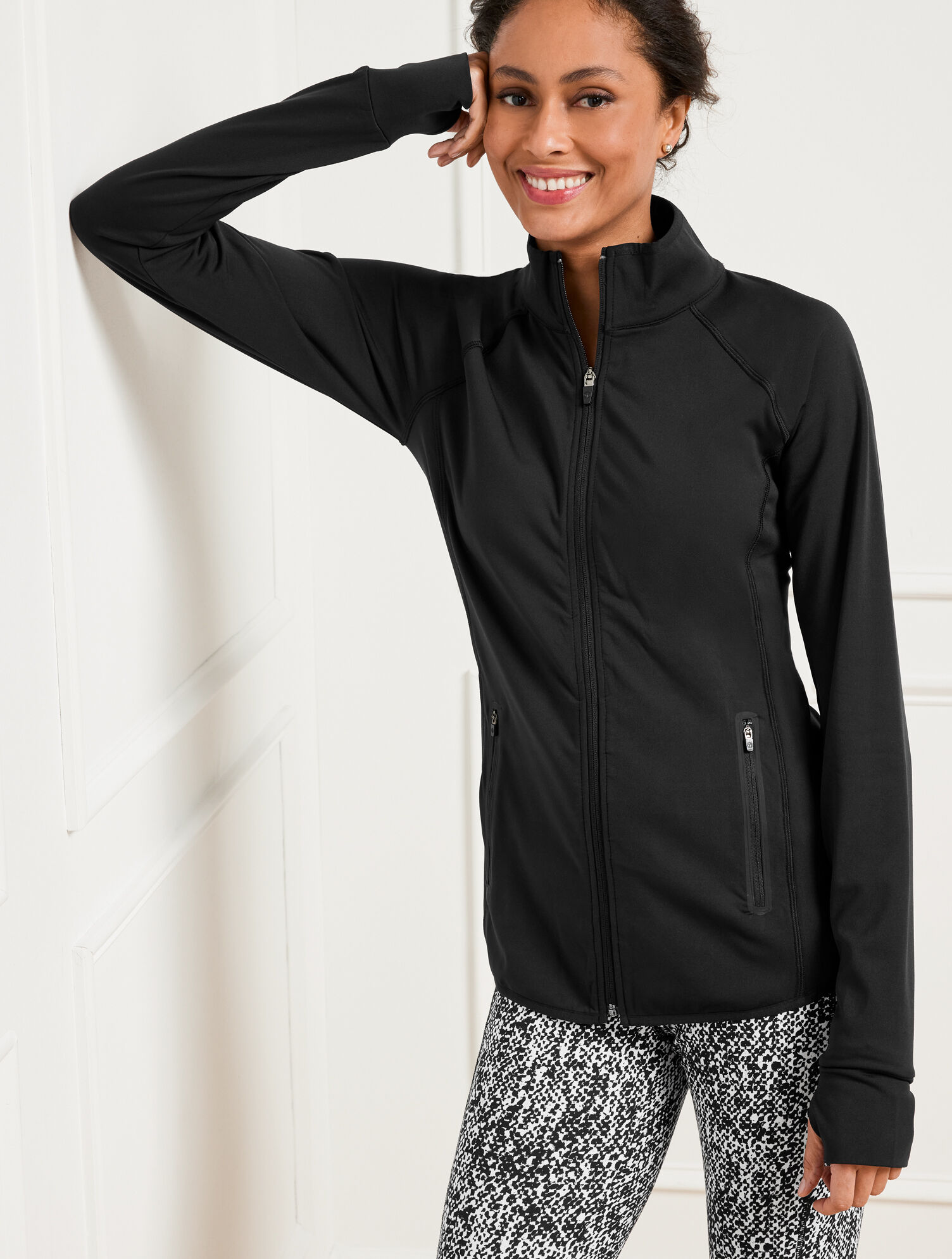 Performance Interlock Mockneck Jacket | Talbots