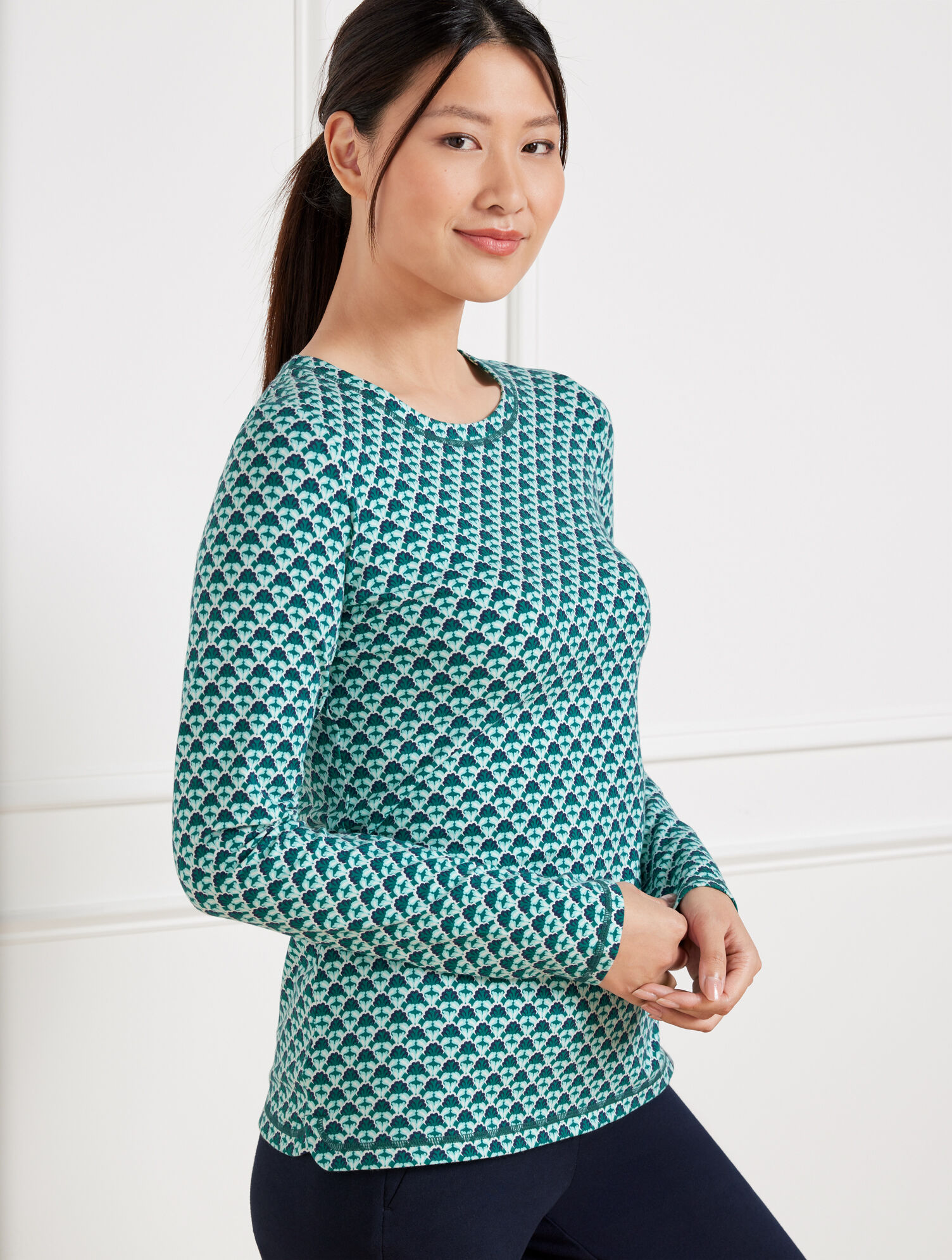 Supersoft Jersey Long Sleeve Tee - Fascinating Scallop | Talbots