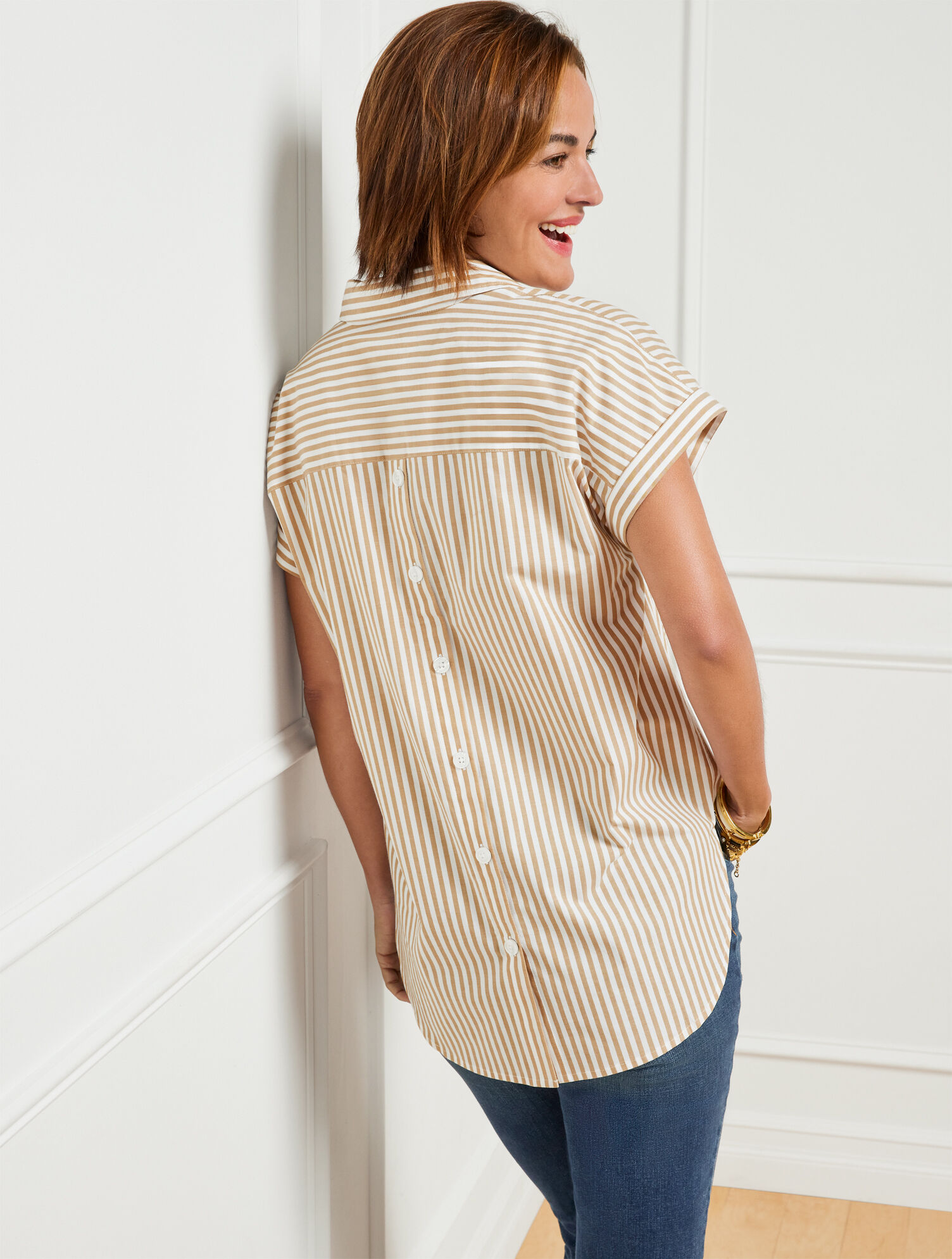 Button Detail Popover - Pencil Stripe | Talbots