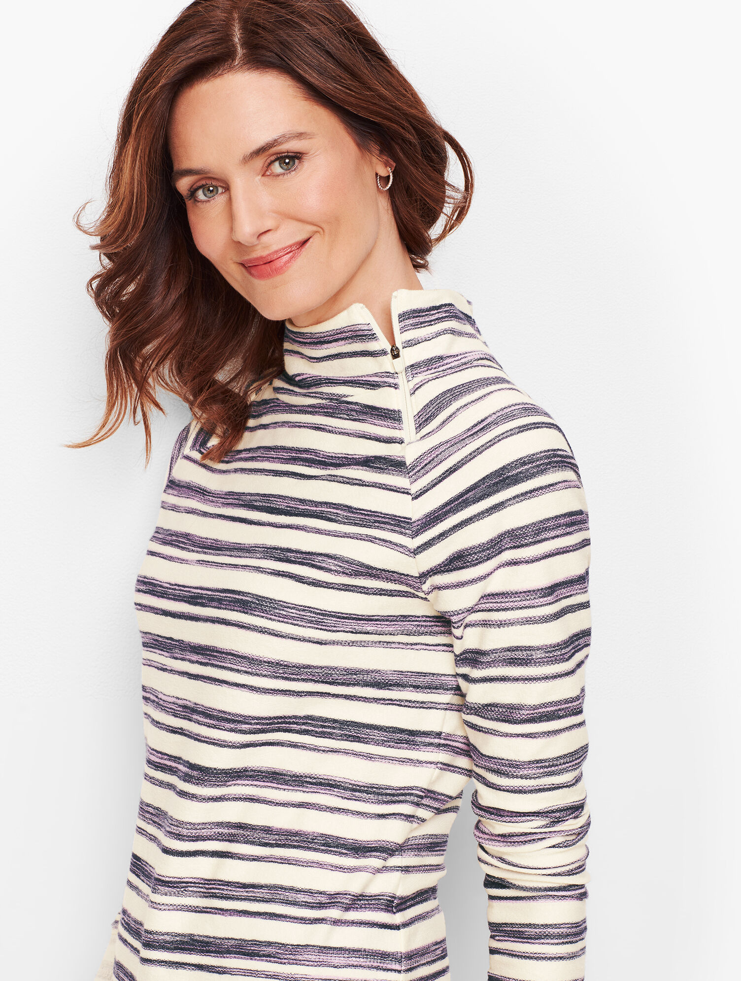 Brushed Stripe Terry Pullover | Talbots