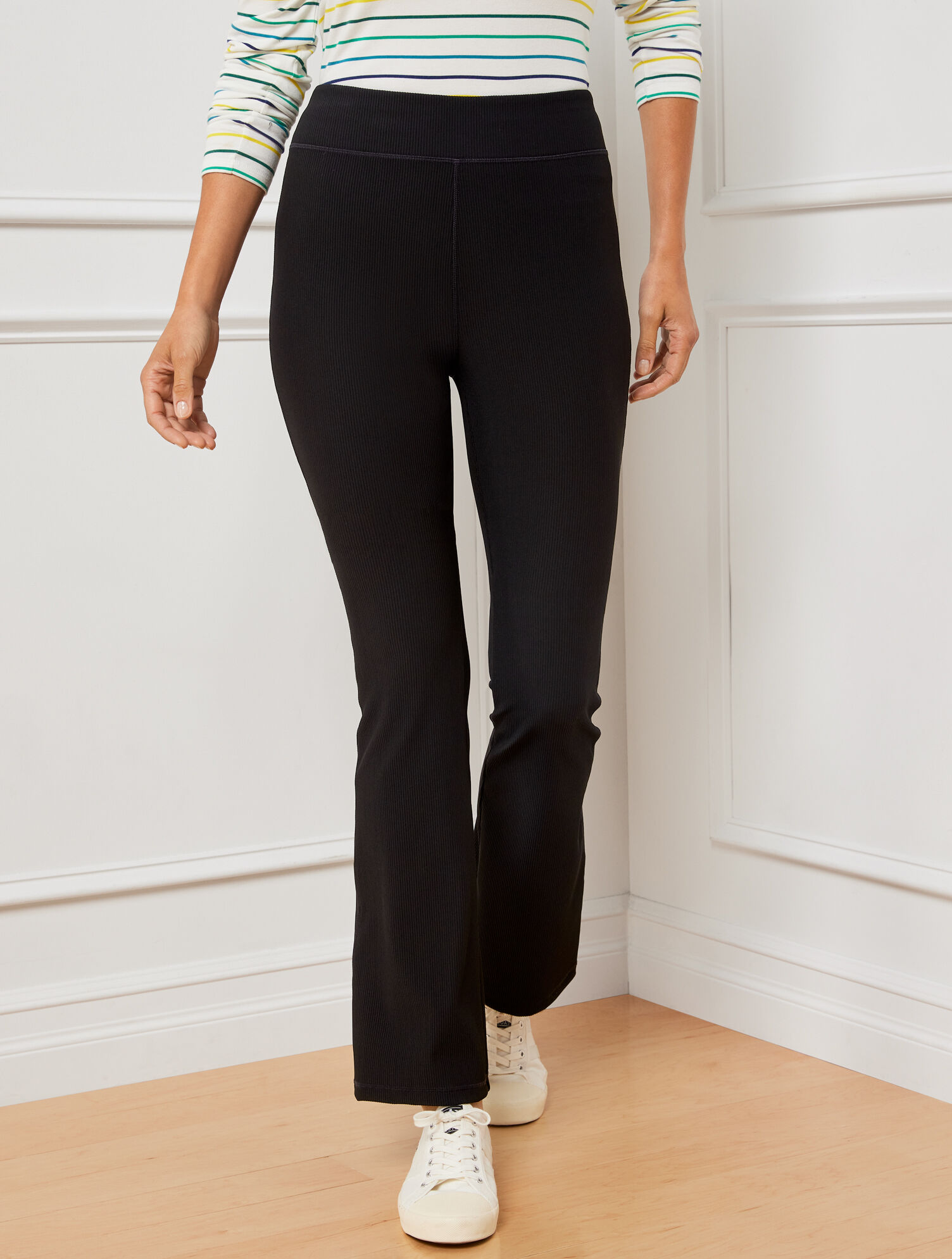 Soft Stretch Ribbed High Waist Bootcut Legging | Talbots