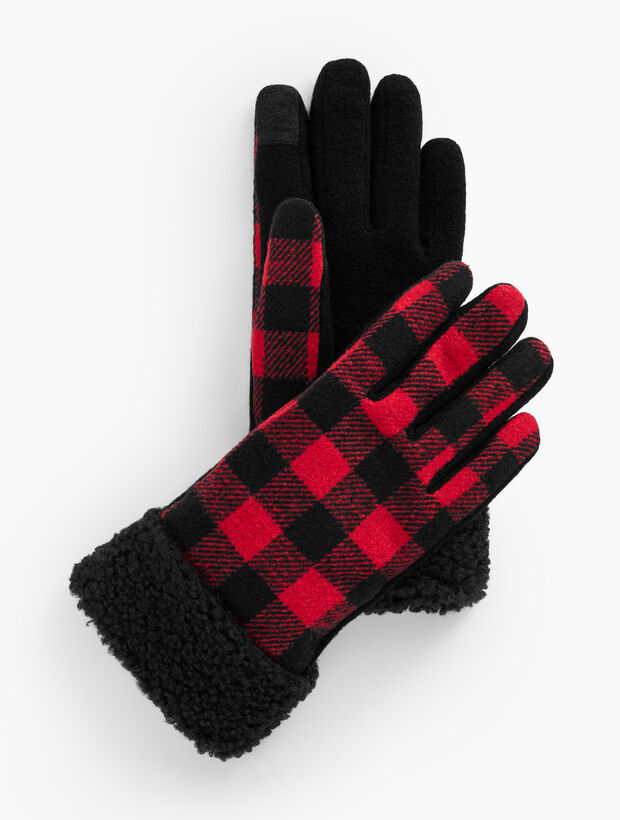 Sherpa Trim Plaid Gloves | Talbots