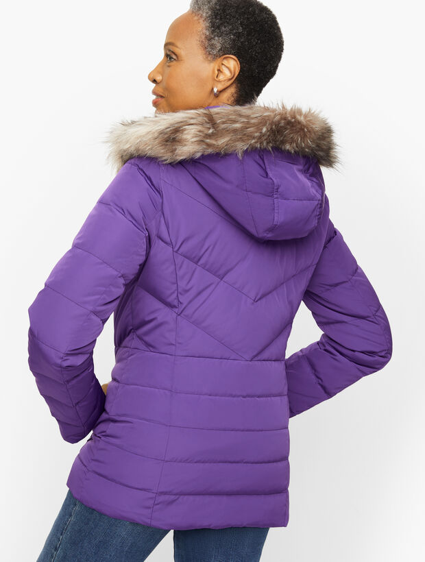 Faux Fur Hooded Short Down Puffer Coat | Talbots
