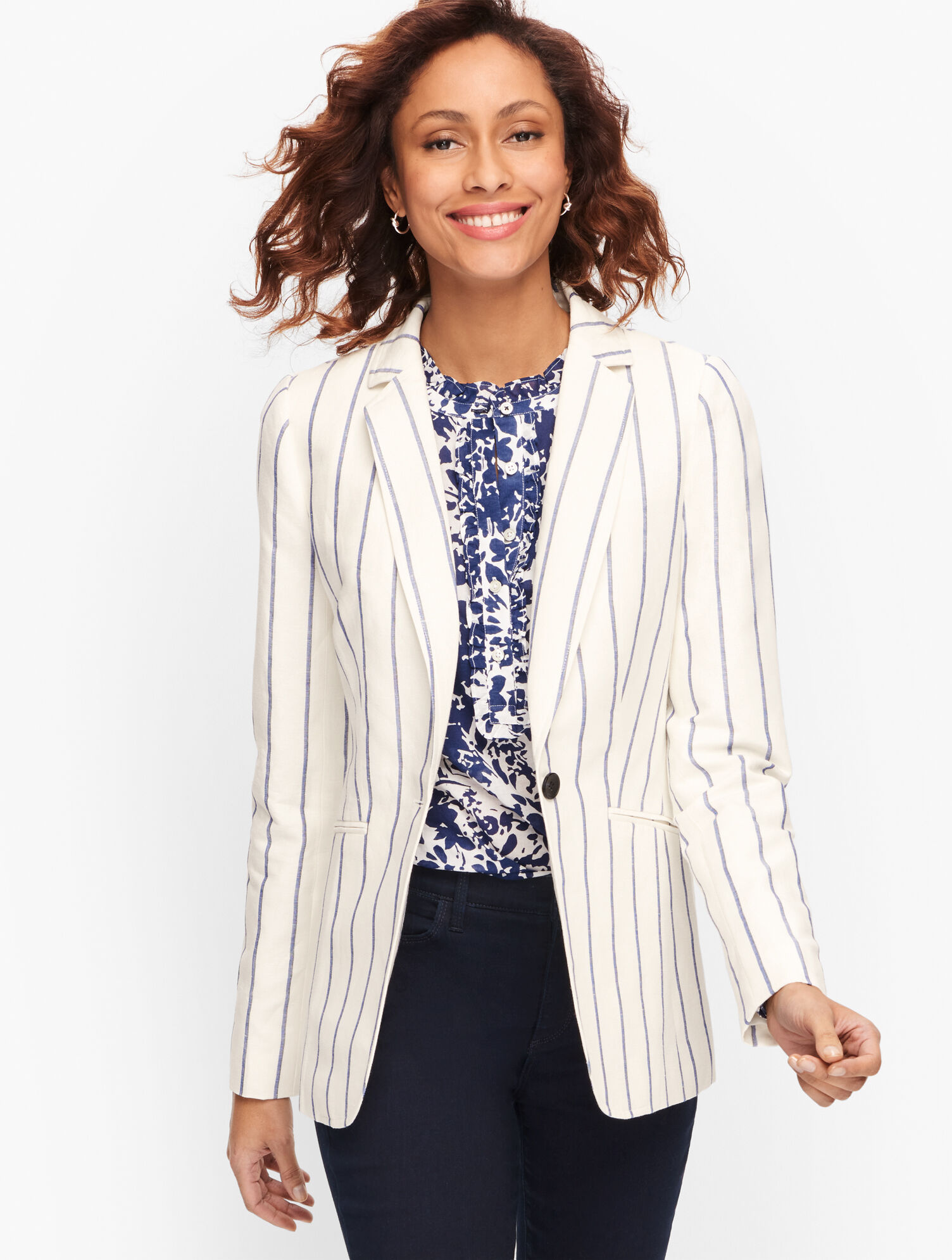 Classic Linen Blazer - Stripe | Talbots