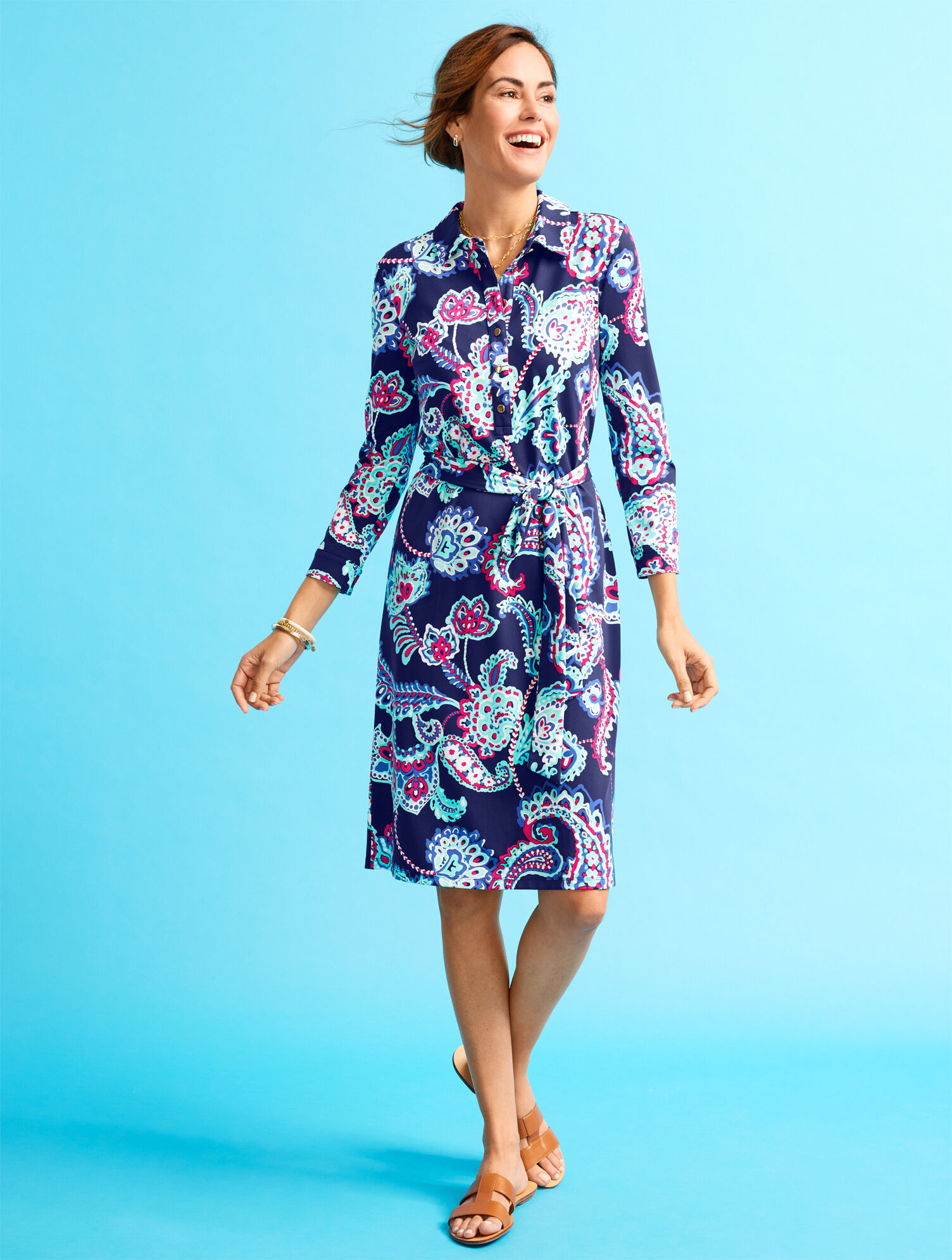 Talbots Effortless Jersey Popover Dress - Paisley | Talbots