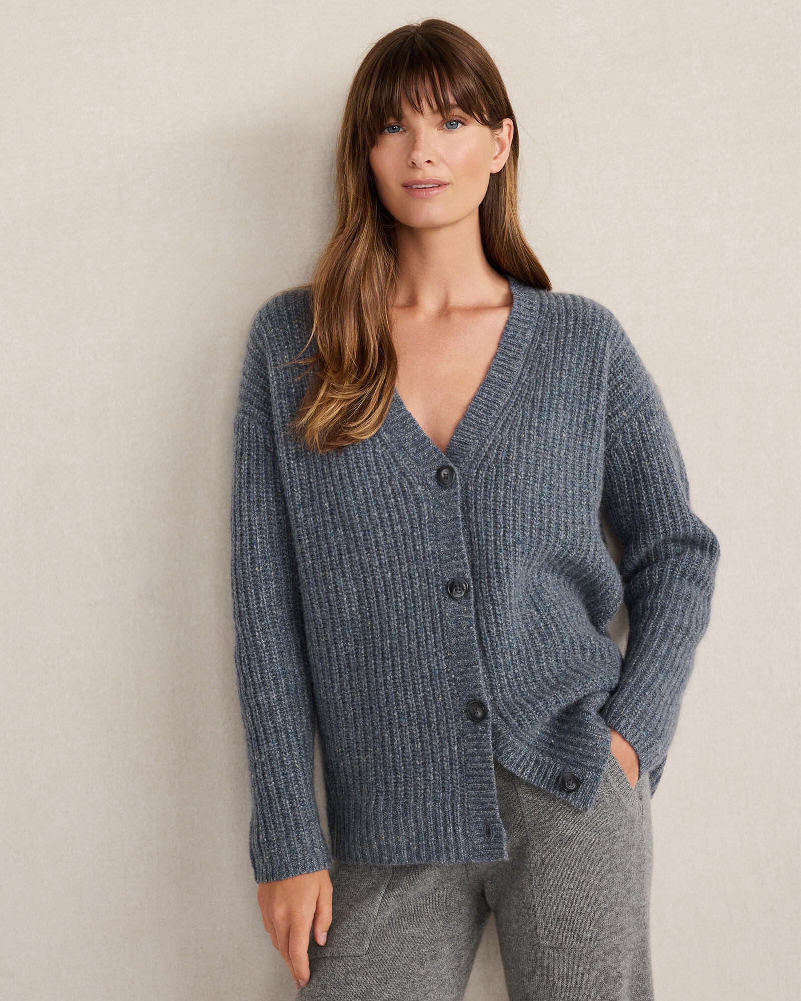 Marled Cashmere Shaker Stitch Cardigan | Haven Well Within