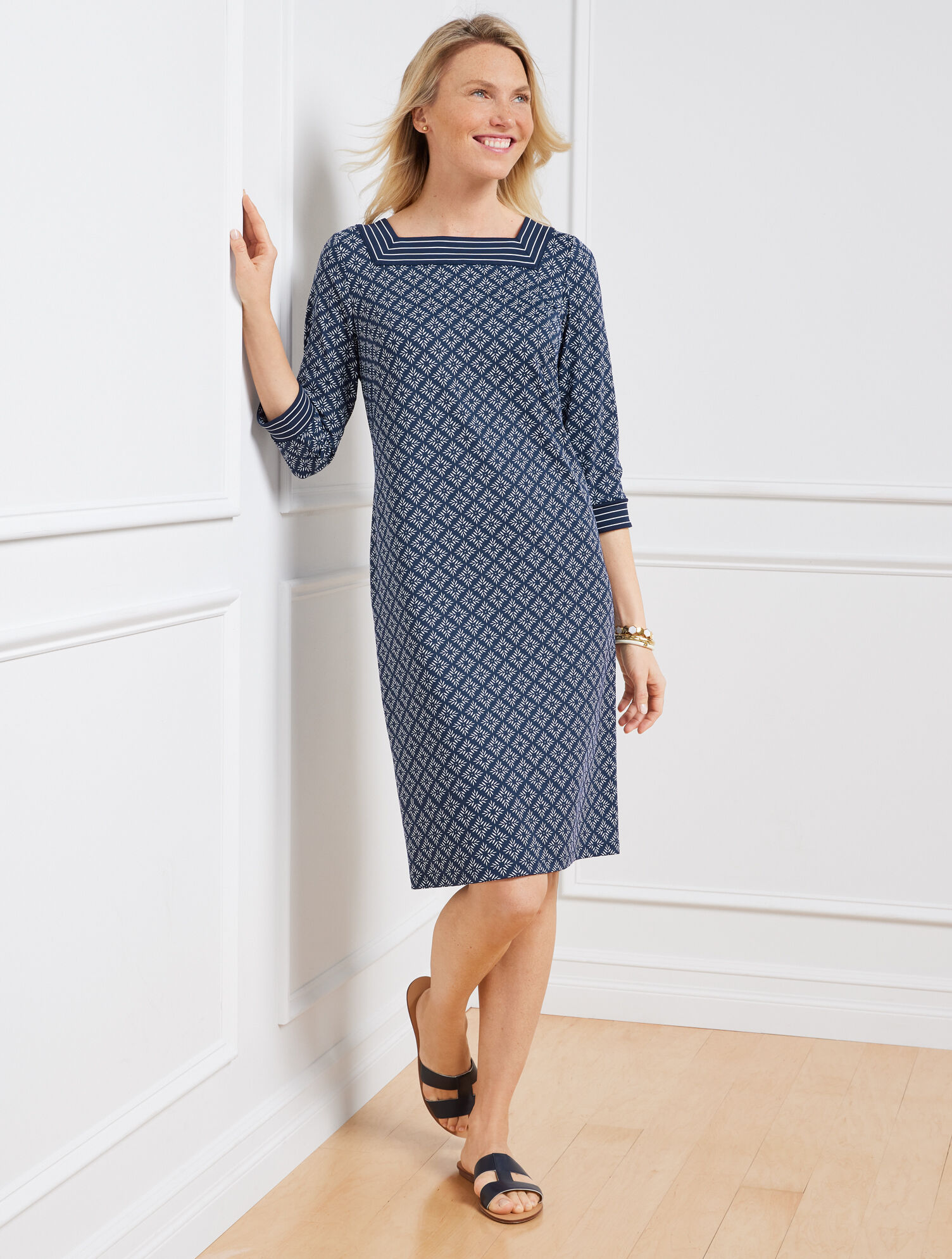 Talbots Effortless Jersey Floral Shift Dress | Talbots
