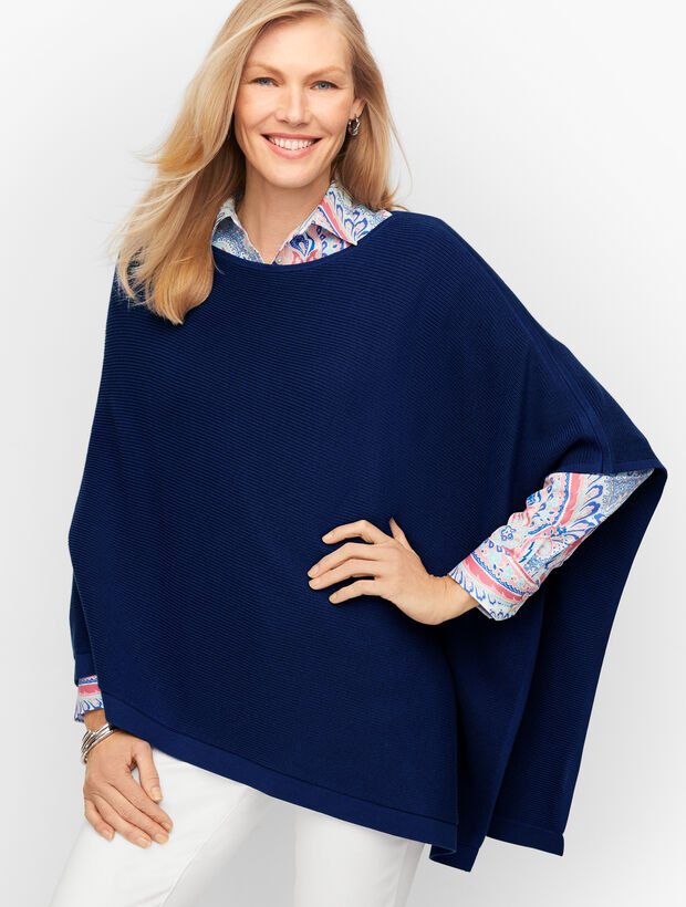 Plus Size Ribbed Asymmetrical Poncho | Talbots