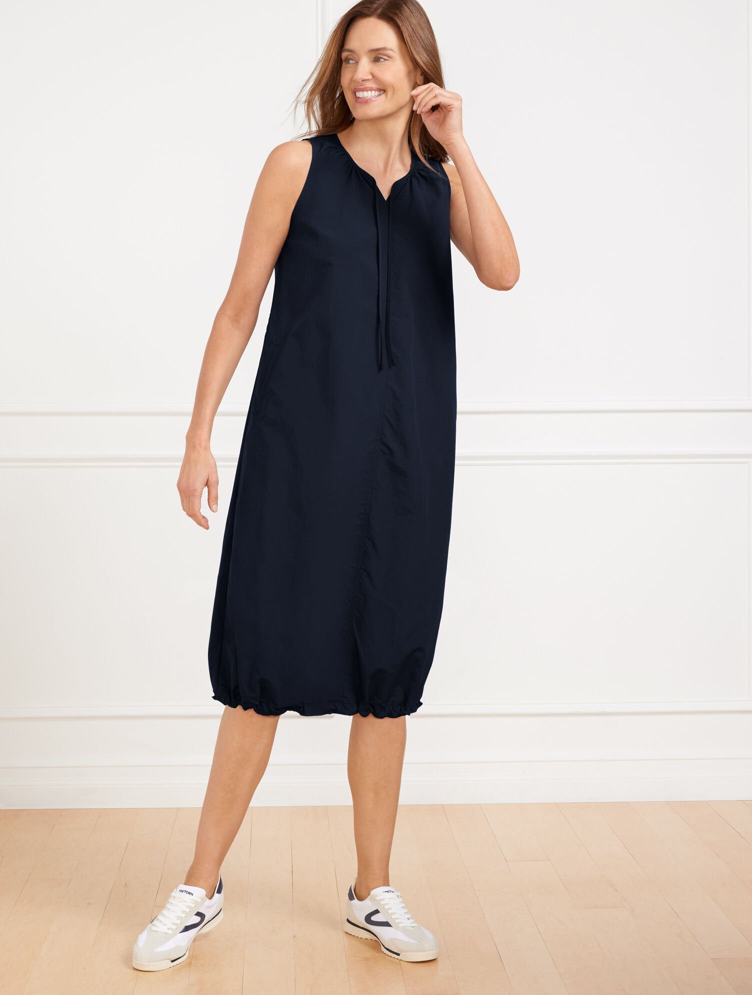 Crinkle Weave Bungee Hem Dress | Talbots
