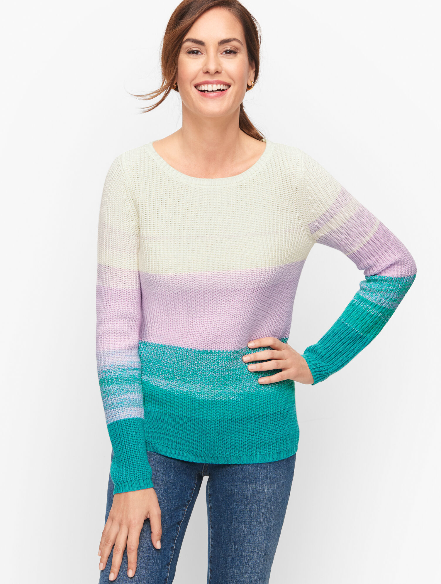 Shaker Stitch Bateau Neck Sweater - Spring Ombré | Talbots