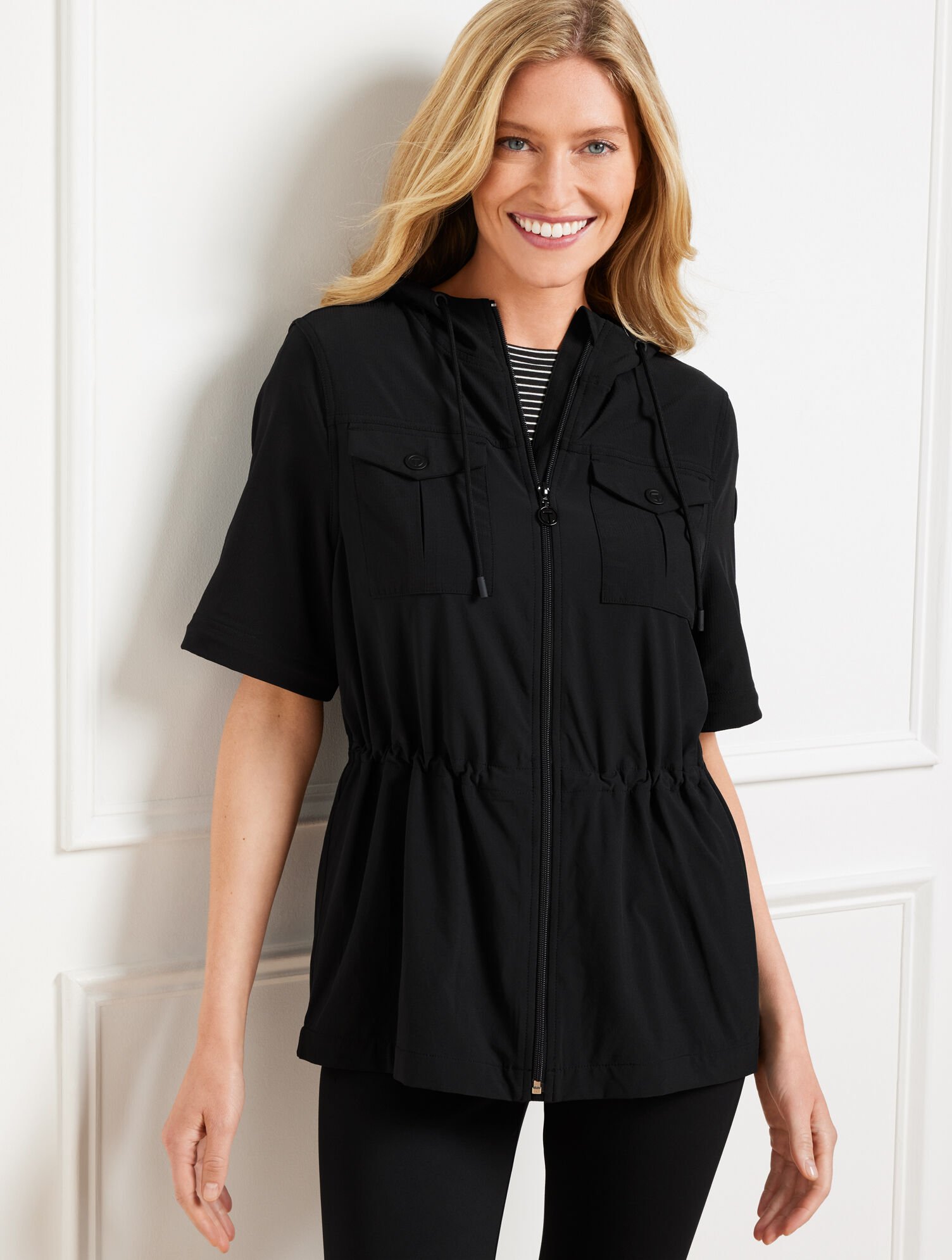 Lightweight Woven Stretch Hooded Convertible Jacket | Talbots