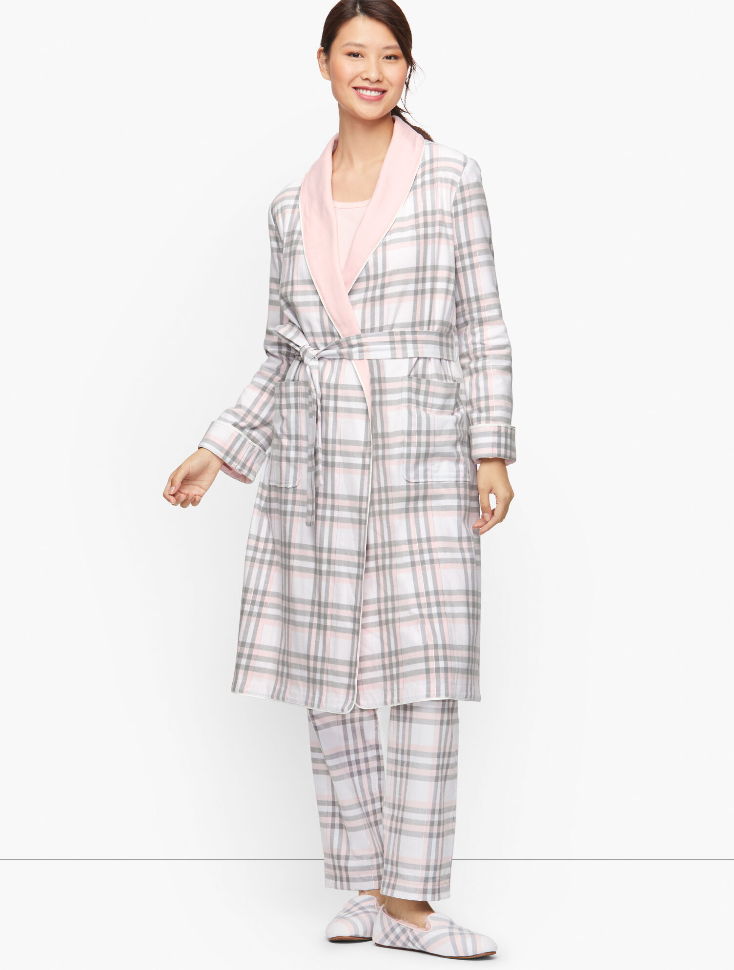 Flannel Rib Robe - Soft Plaid | Talbots