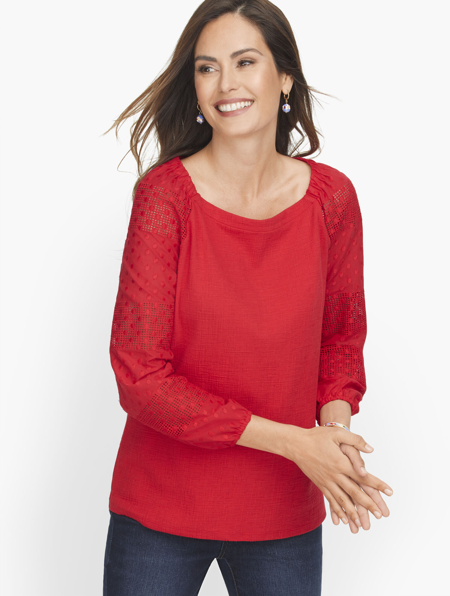 Textured Woven Sleeve Top | Talbots