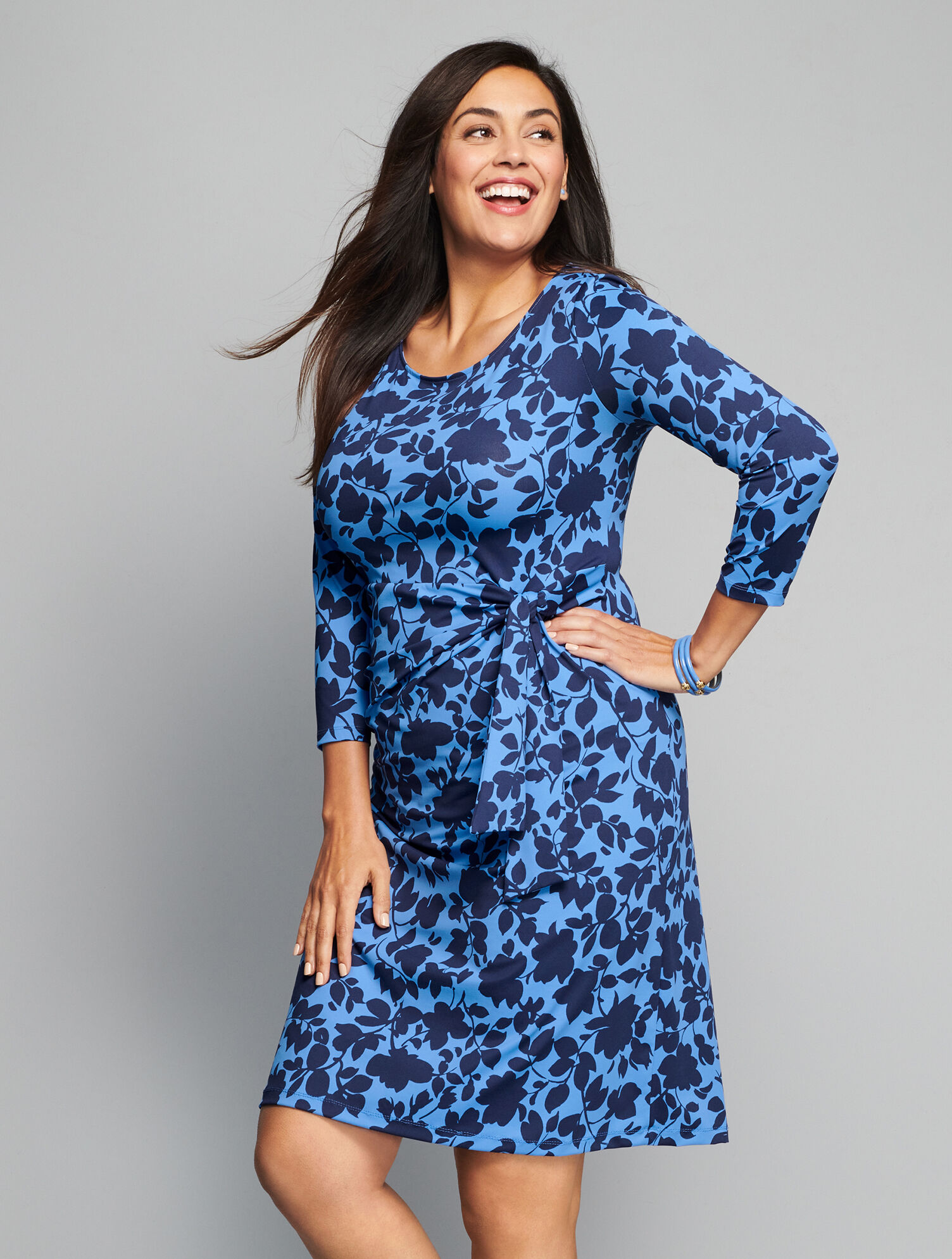 Talbots Effortless Jersey Tie Detail Floral Dress | Talbots
